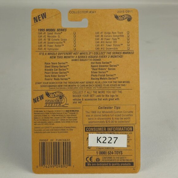 Hot Wheels | Toys | 995 Hot Wheels 341 Model Series 312 58 Corvette Coupe Pink Variant K227 ...